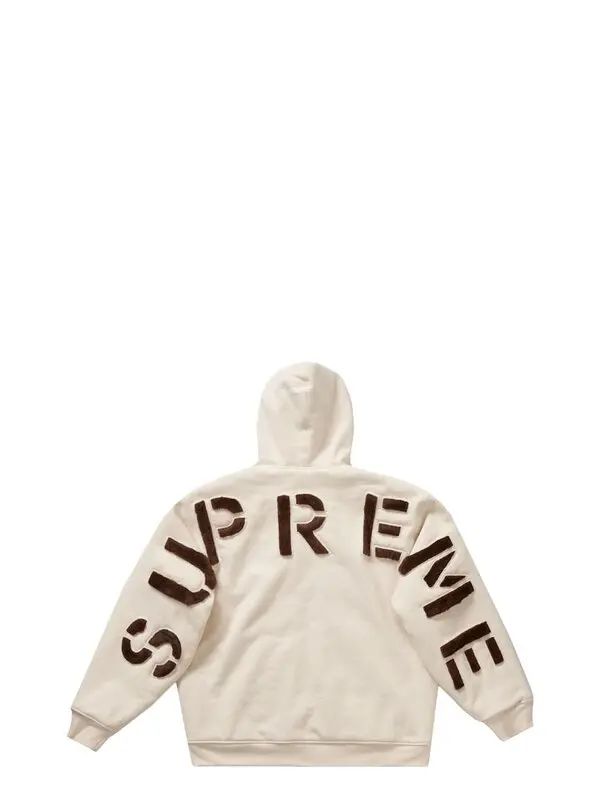Supreme Faux Fur Lined Zip Up Hooded Sweatshirt - Natural
