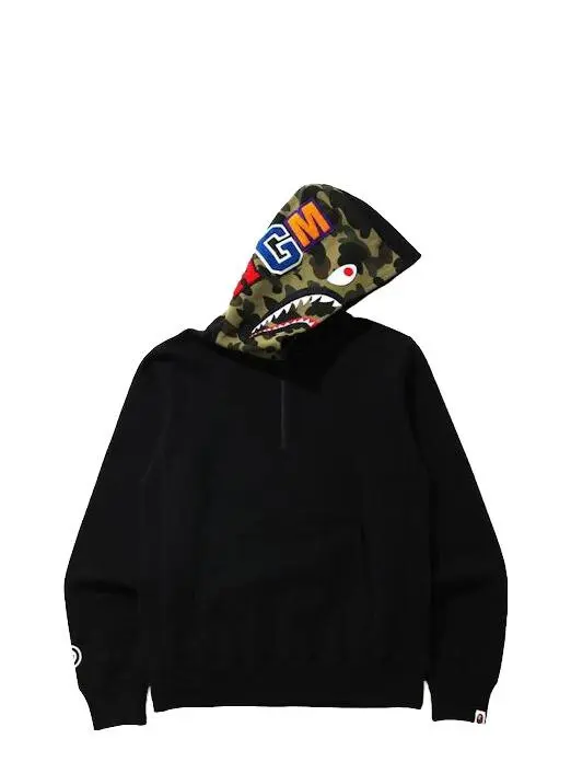 BAPE Shark Half Zip Pullover Hoodie - Black