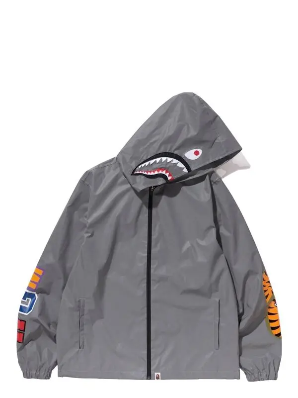 BAPE Reflector Shark Zip-up Hoodie Jacket - Silver
