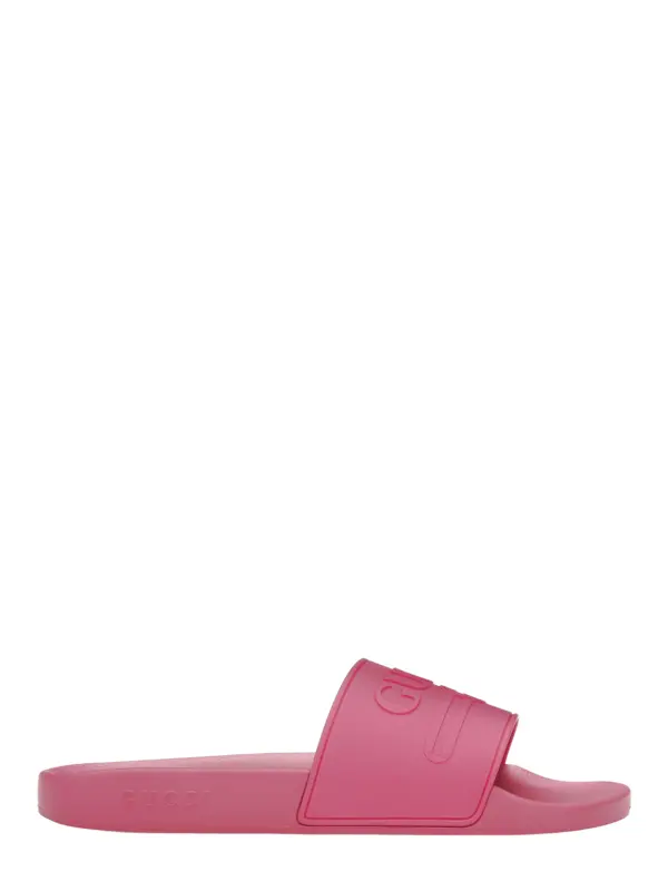 Gucci Logo Rubber Slides - Fuschia