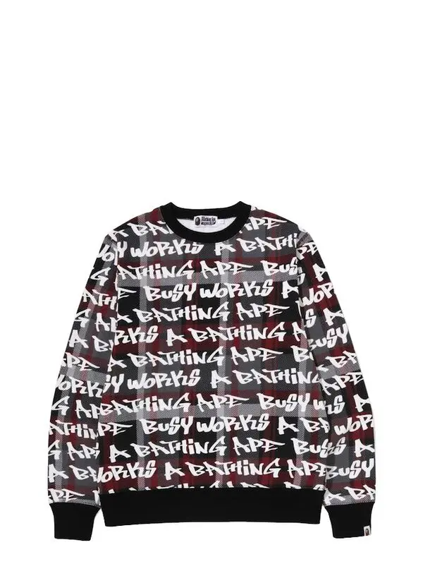 BAPE Graffiti Check Crewneck Sweatshirt - Black