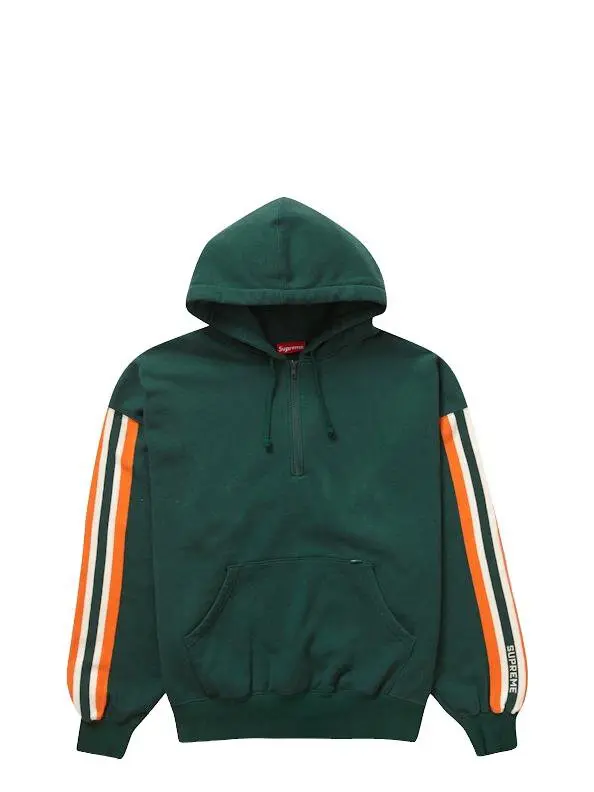 Supreme Half Zip Hooded Sweatshirt - Dark Green