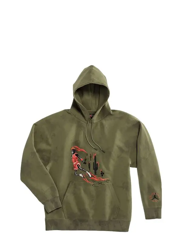 TRAVIS SCOTT X Jordan Washed Suede Hoodie - Olive