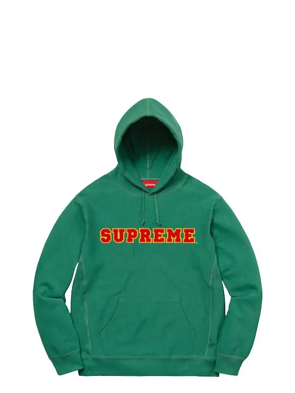 Supreme Cord Collegiate Logo Hooded Sweatshirt - Light Pine