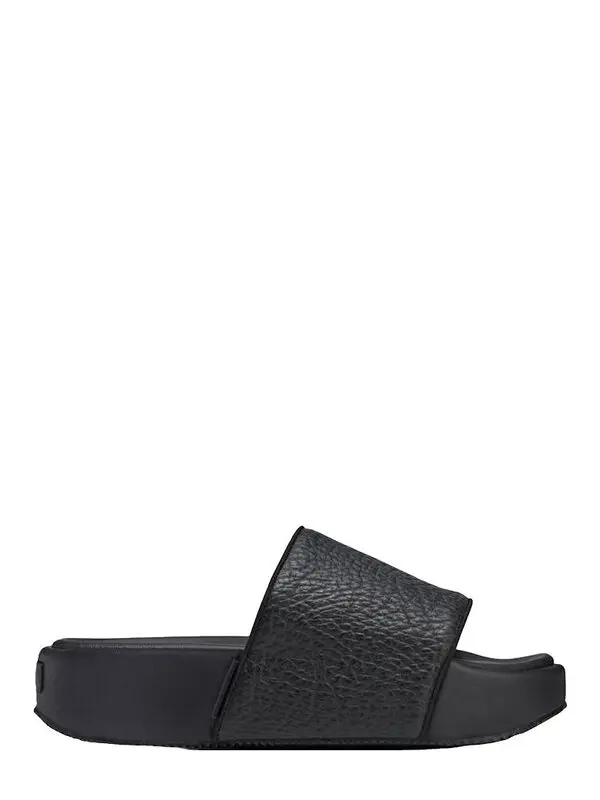 Adidas Tumbled Leather Slides - Black