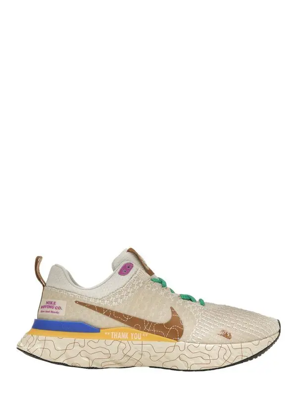 Nike React Infinity Run Flyknit 3 Premium Moving Company Sneakers - Phantom/oatmeal/citron Pulse