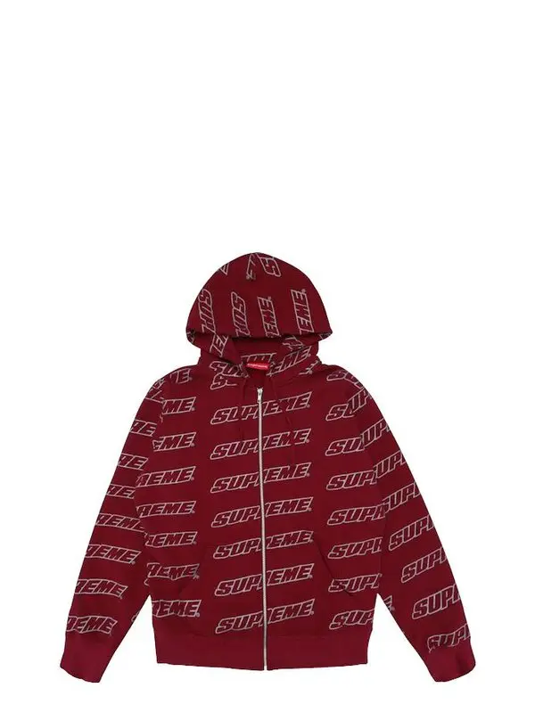 Supreme Repeat Zip Up Hooded Sweatshirt - Cardinal