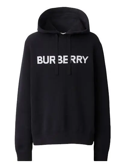 Burberry Logo Intarsia Oversized Hoodie - Coal Blue