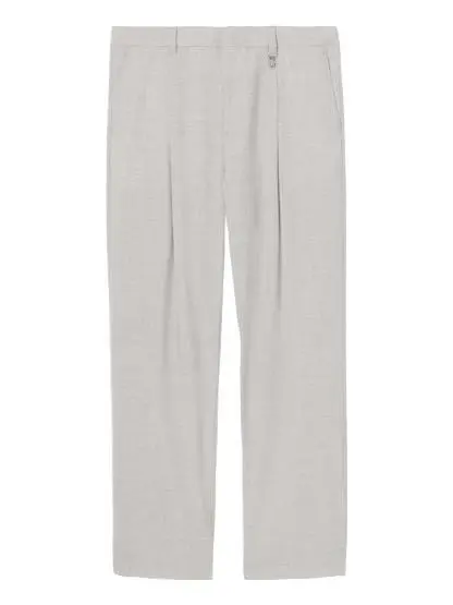 Burberry Monogram Motif Wool Wide-leg Trousers - Grey/taupe