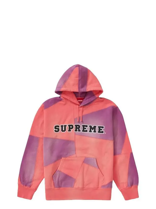 Supreme Patchwork Hooded Sweatshirt - Bright Coral
