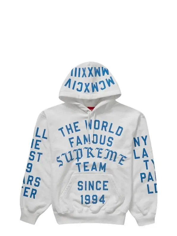Supreme Team Flocked Hooded Sweatshirt - White