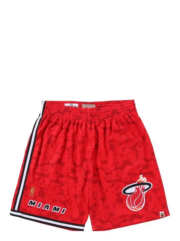 BAPE X Mitchell & Ness Miami Heat Shorts - Red