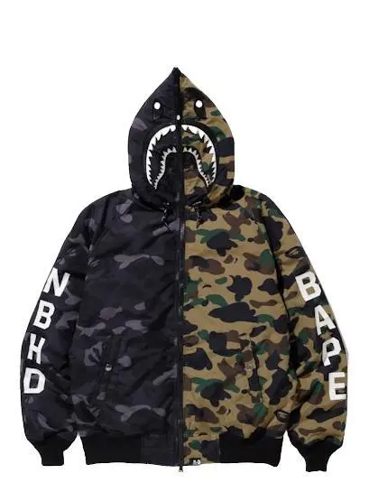 BAPE X Neighborhood Down Shark Jacket - Black/green