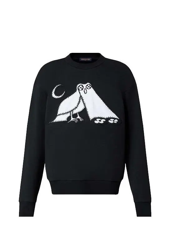 LOUIS VUITTON Comics Owl Patch Crewneck Sweatshirt - Black