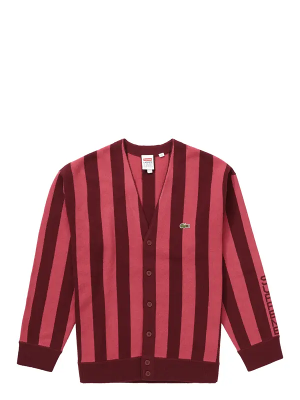 Supreme Lacoste Stripe Cardigan - Burgundy