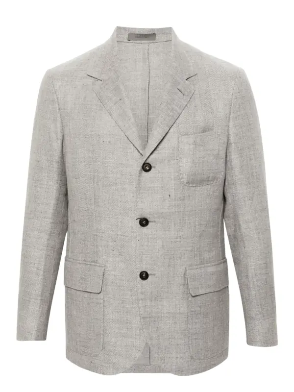 Corneliani Stand-up Collar Single-breasted Blazer - Grey
