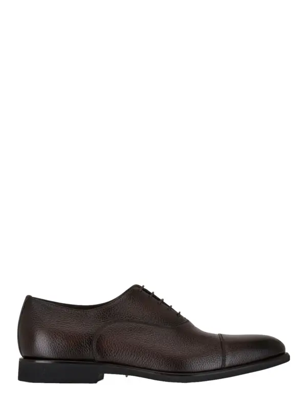 Santoni Grained-leather Oxford Shoes - Brown