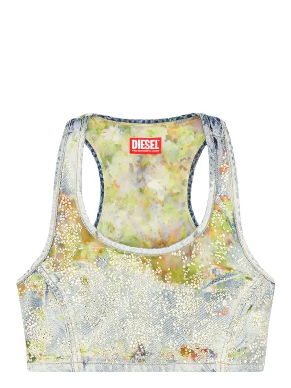 Diesel De-detop-fse Devoré Crop Top - Blue