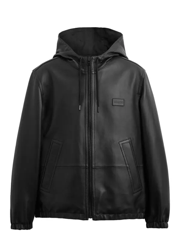 Coach Reversible Leather Jacket In Recycled Polyester - Black