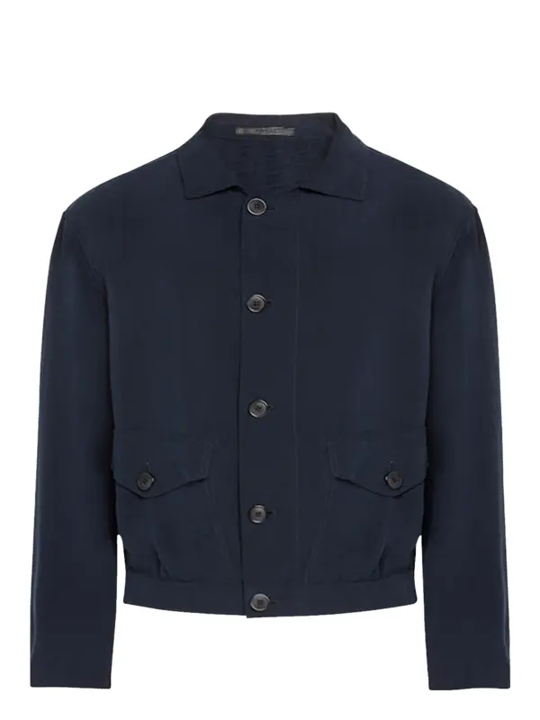 Giorgio Armani Cupro Jacket With Flap Pockets - Dark Blue