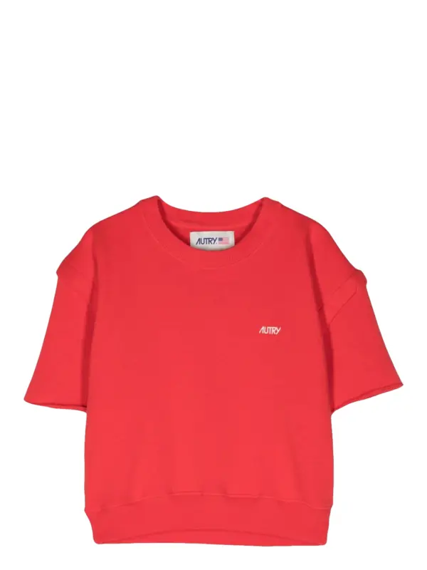 AUTRY Logo-embroidered Cotton T-shirt - Red