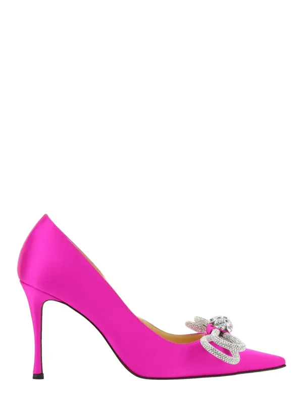 Mach & Mach Double Bow Satin Pumps - Pink