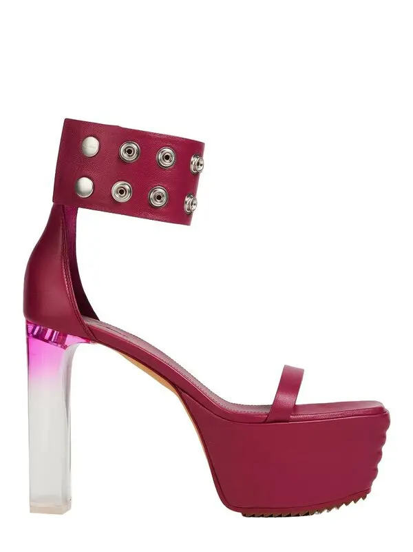 Rick Owens Luxor Eyelet-embellished Leather Platform Sandals - Plum