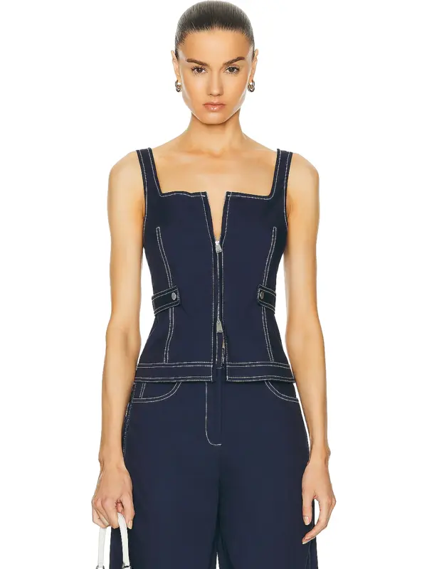 Simkhai Dolce Zip Up Top - Midnight
