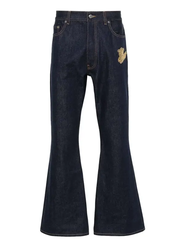Off-White Logo-embroidered Flared Jeans - Blue