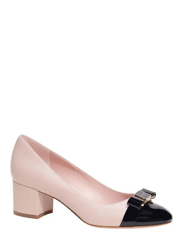 Kate Spade New York Bowdie Cap-toe Leather Pumps - Black/pale