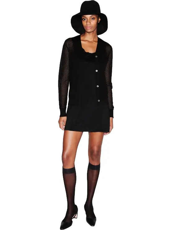 Rosetta Getty Stretch Organza Scoop Neck Tunic - Black