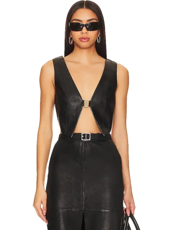 LAMARQUE Estrella Leather Vest - Black