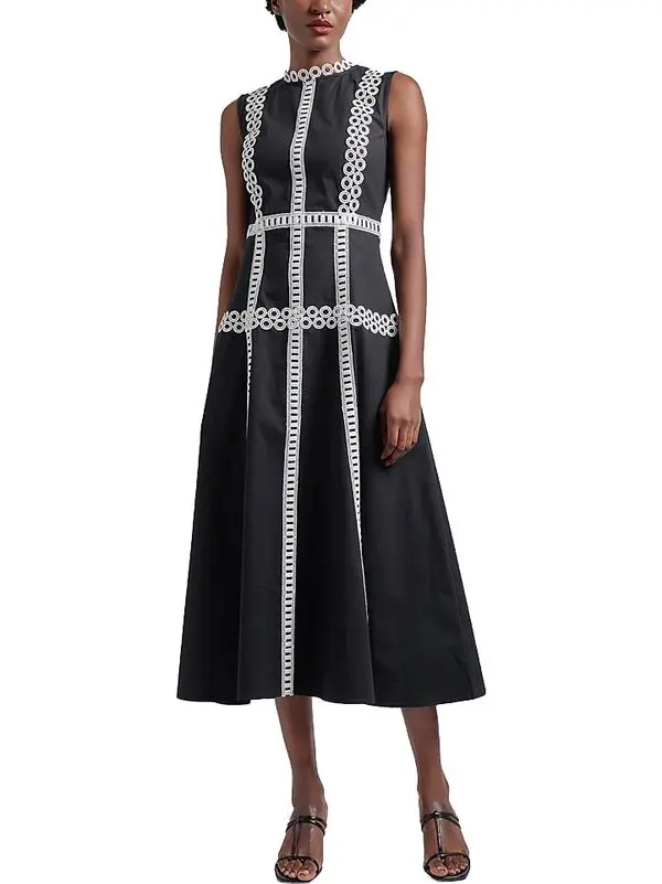 Misook Contrast Trim Midi Dress - Black/white