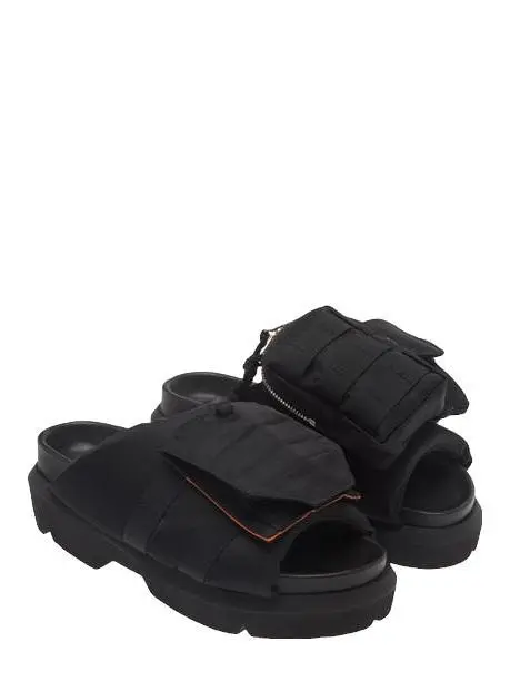 Sacai Pocket Mismatched Slide Sandals - Black