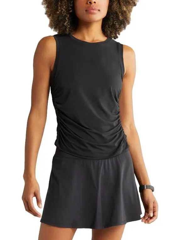 Zella Breathe Ruched Tank - Black