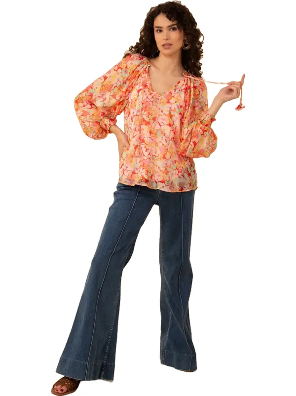 Hale Bob Octavia Chiffon Top - Orange