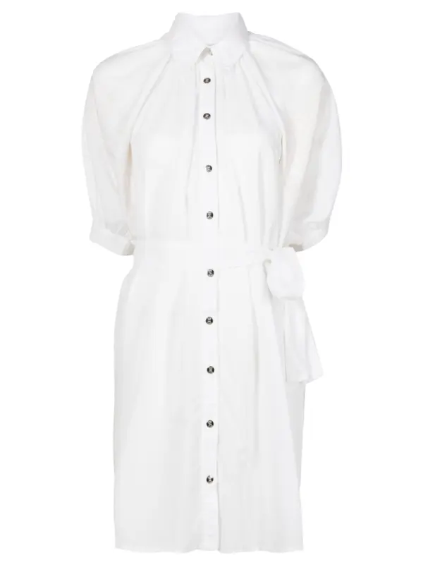 AMIR SLAMA Tied-waist Shirt Dress - White
