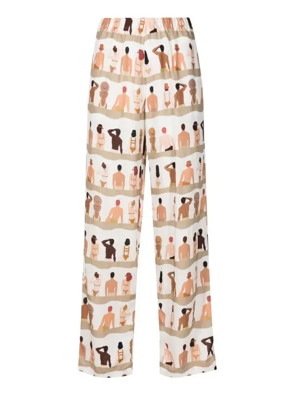 AMIR SLAMA Swimmer-print Trousers - Neutrals