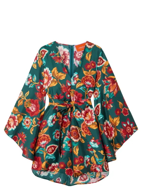 La DoubleJ Magnifico Floral-print Silk-twill Mini Dress - Multi