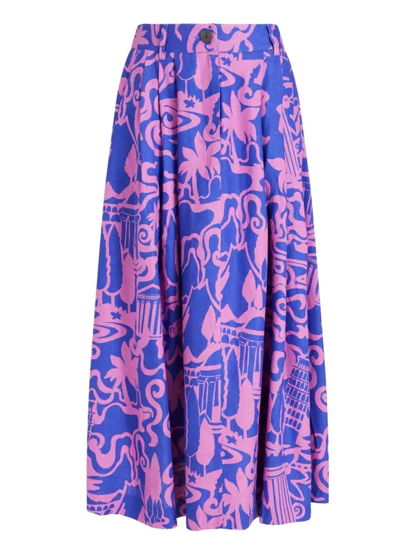Mara Hoffman Tulay Printed Hemp Midi Skirt - Cobalt Blue
