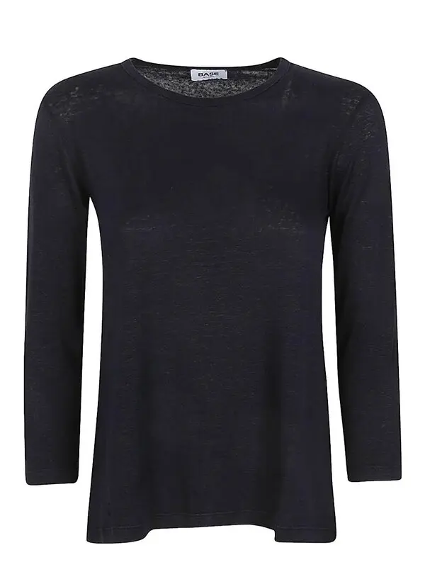 BASE Linen Jersey Long-sleeve T-shirt - Blue