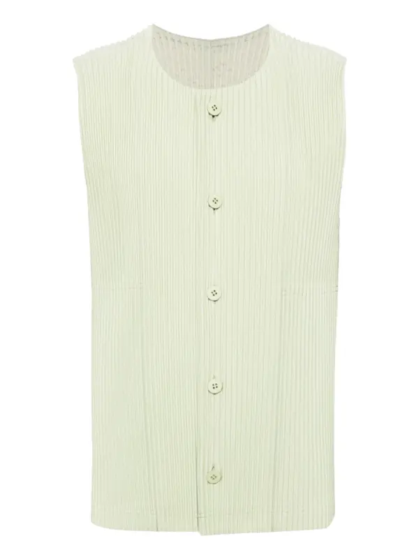 Issey Miyake Pleated Vest - Green