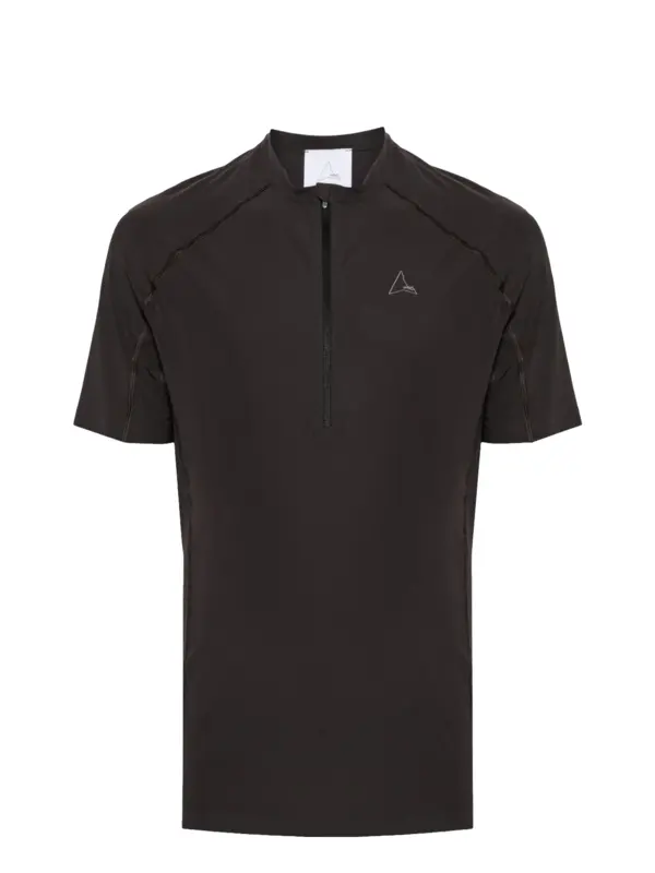 ROA Logo-print Zip-up T-shirt - Black