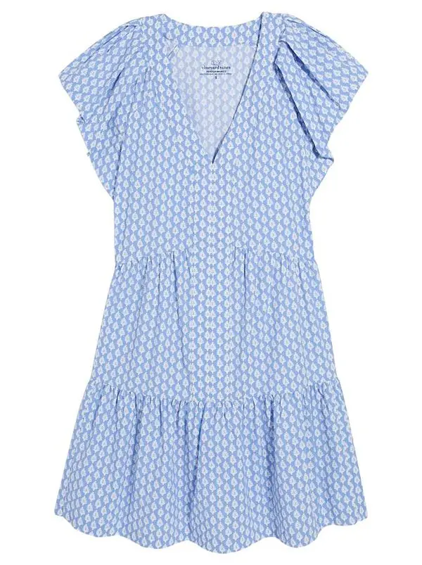 Vineyard Vines Harbor Dress - Seaweed Block - Serenity Blue/white Cap