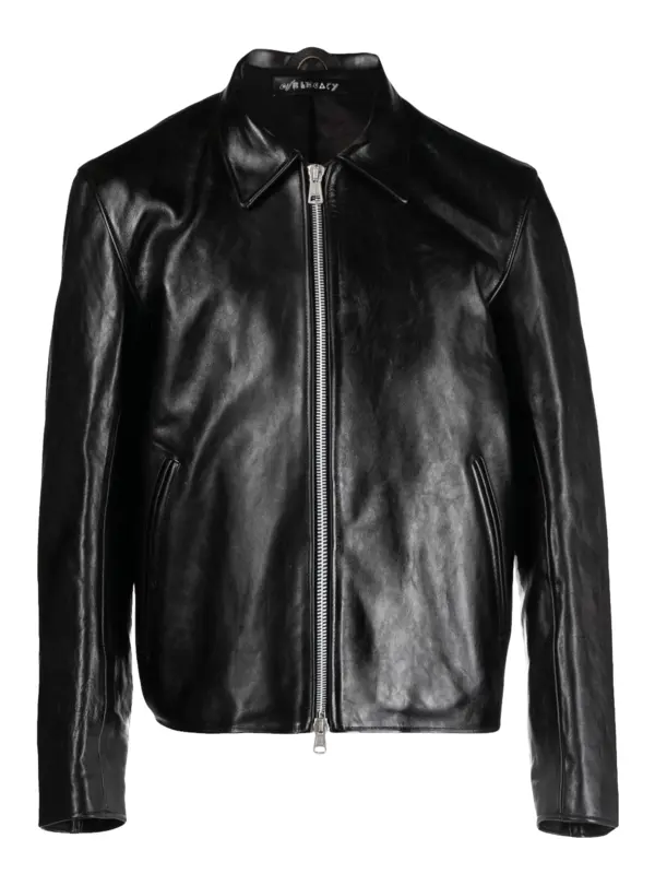 Our Legacy Mini Zip-up Leather Jacket - Black