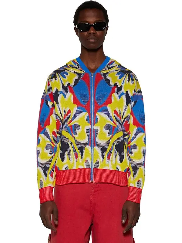 BLUEMARBLE Zipped Striped Knit Hoodie - Multicolor