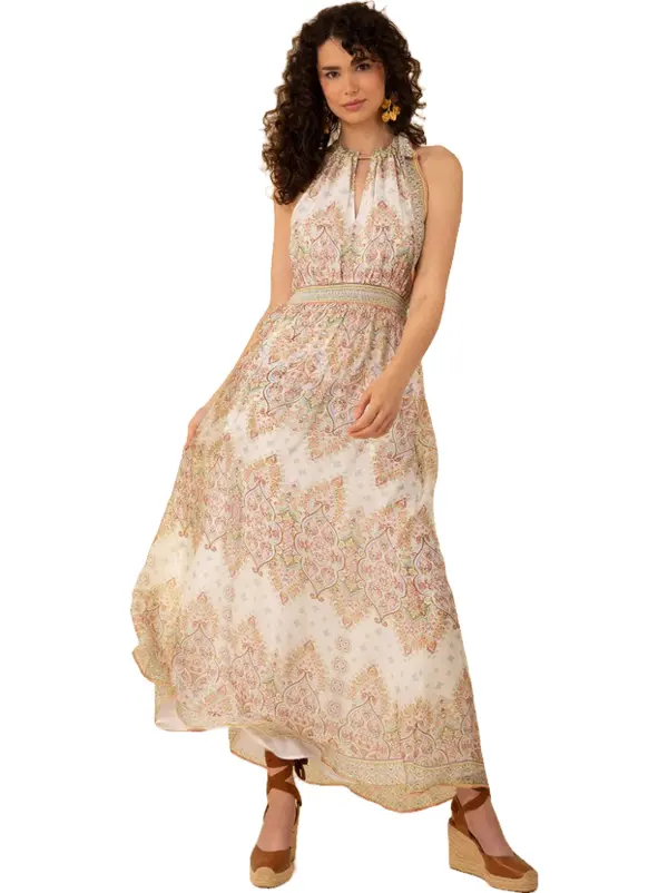 Hale Bob Vera Halter Maxi Dress - Neutral