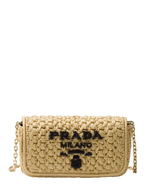 Prada Logo Crochet Clutch Bag - Naturale Nero