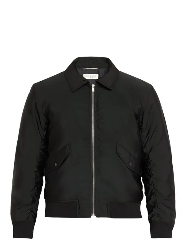 Saint Laurent Faille Bomber Jacket - Nero