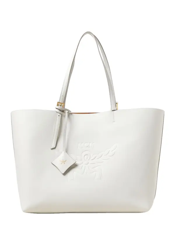 Mcm Embossed Tote Bag - White